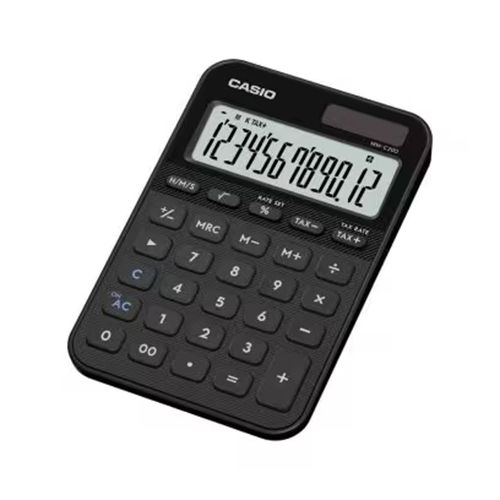 カシオ（CASIO） カラフル電卓 ミニジャストタイプ 12桁 MW－C20D－BK ブラック｜【ハンズネットストア】